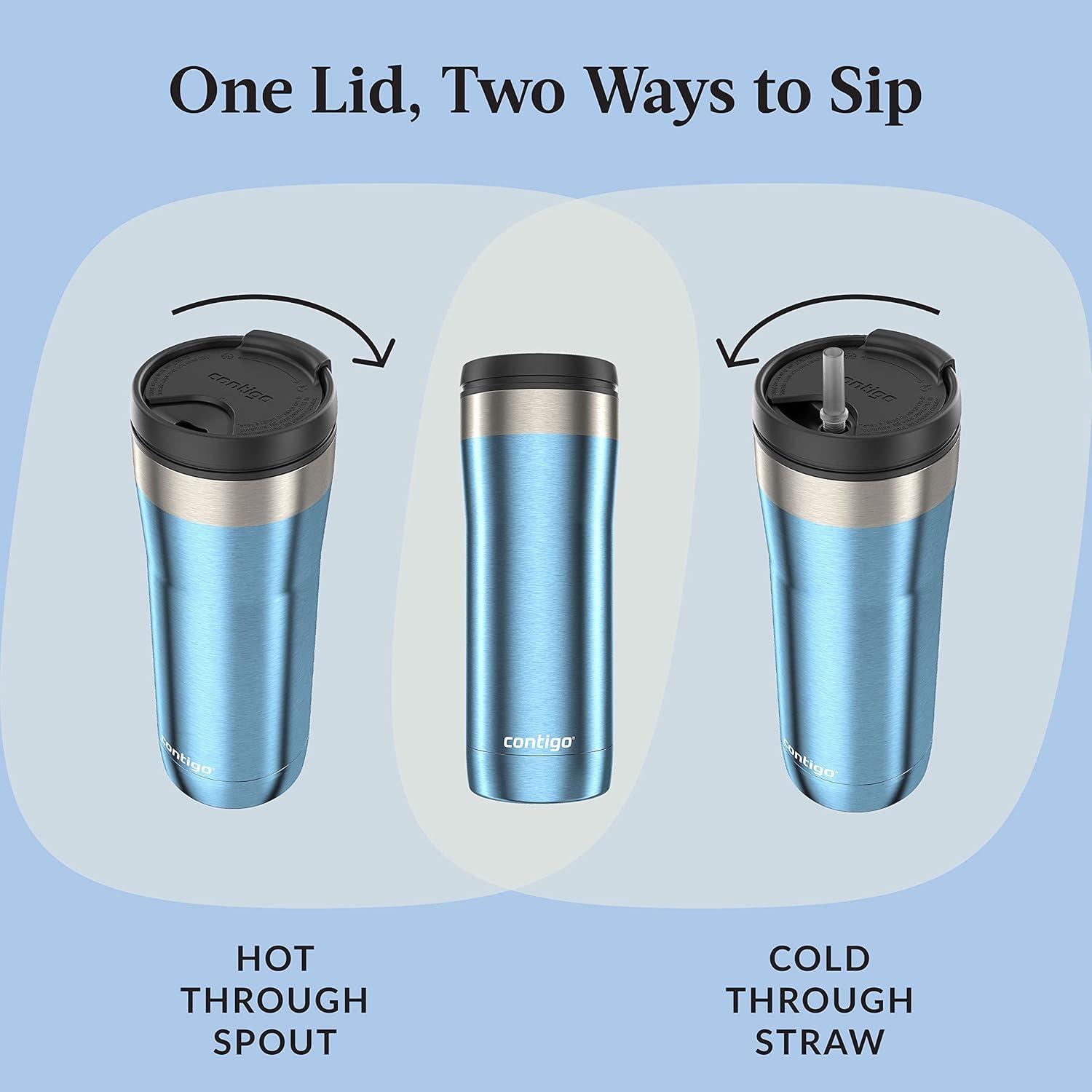 Contigo Uptown Dual-Sip Stainless Steel Tumbler with Leakproof Lid, 24 ...